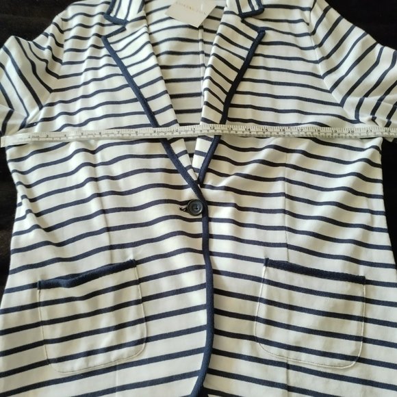 Covington | Jackets & Coats | Knit White With Navy Stripe Jacket | Poshmark